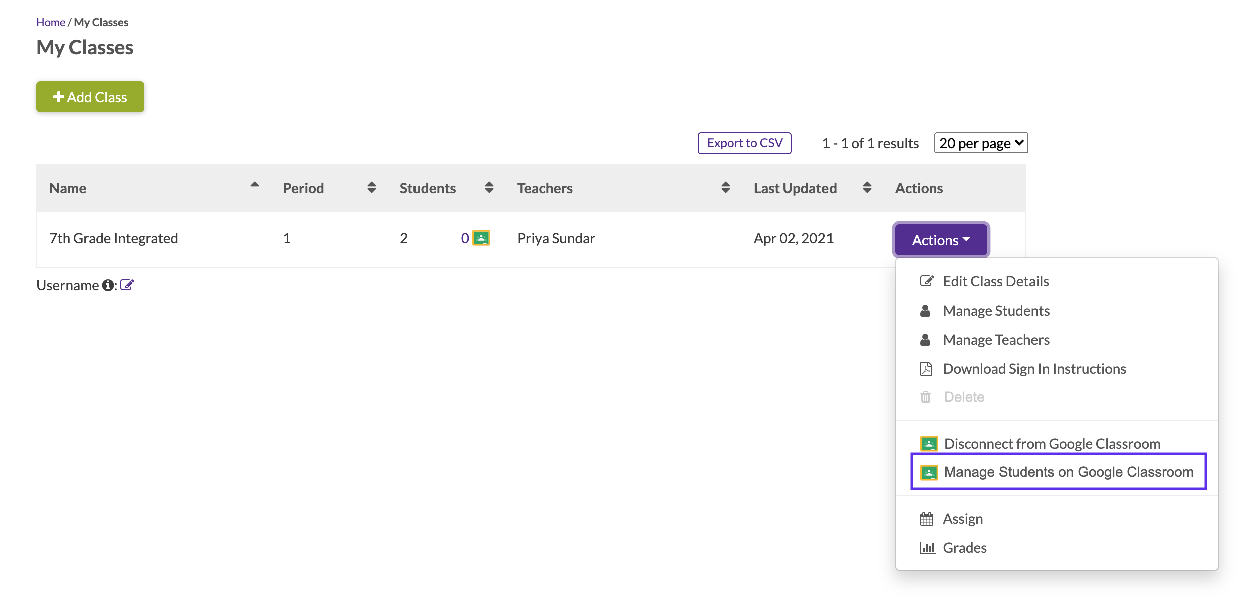 Set up TCI's Google Classroom Integration