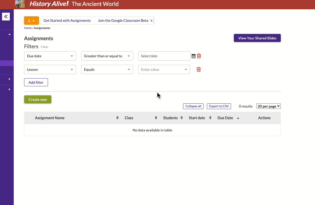 Create an Assignment