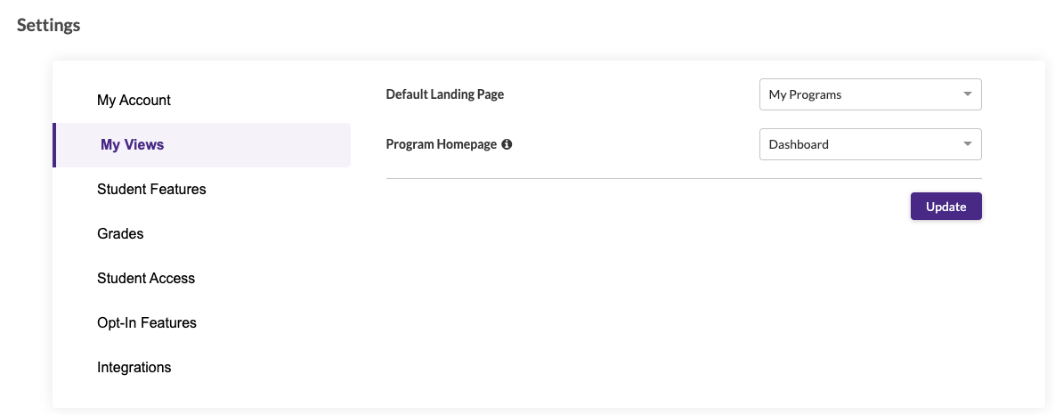 Teacher Account Settings