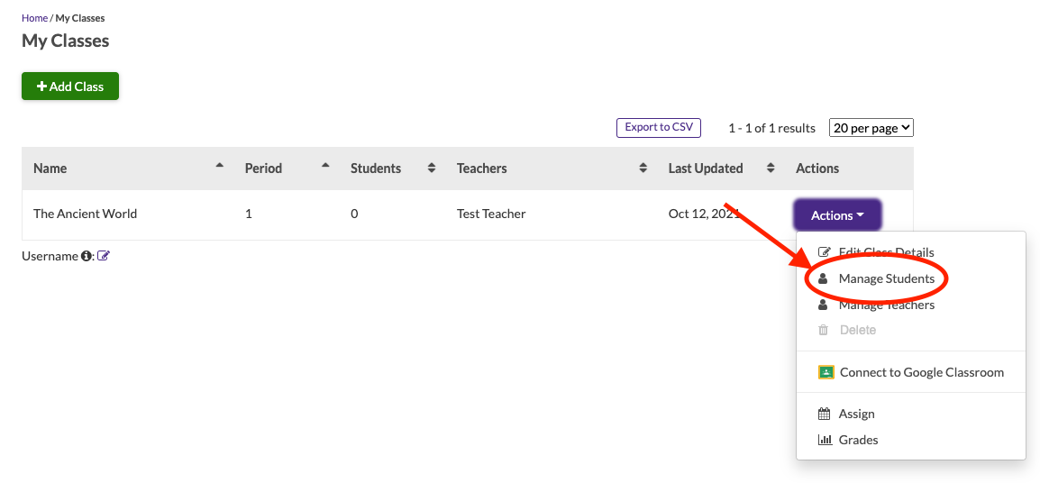 Edit Student Passwords