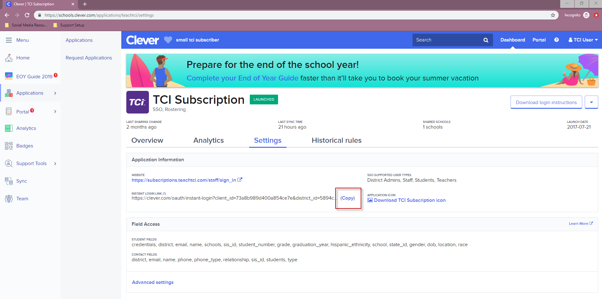 Set up Clever for TCI