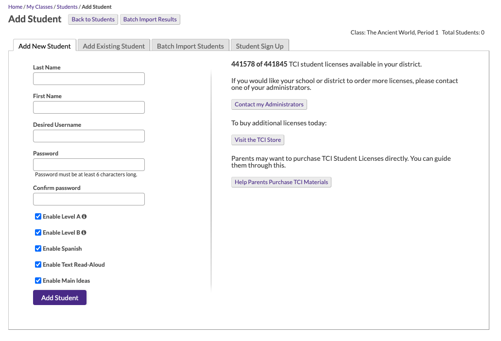Add Students to a Class