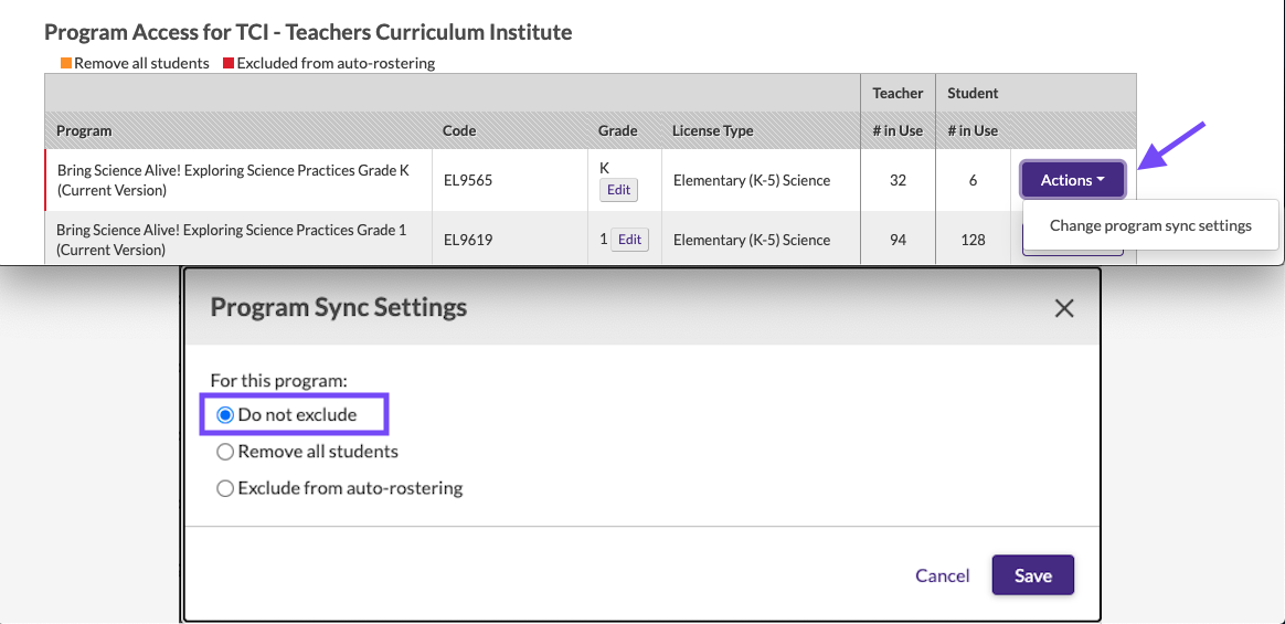 Exclude a Program from Auto-rostering