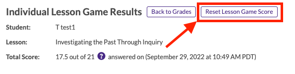 Reset Lesson Games for Students