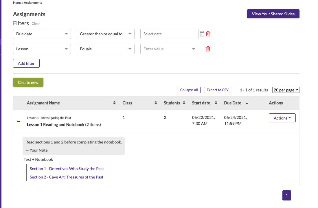 Create an Assignment