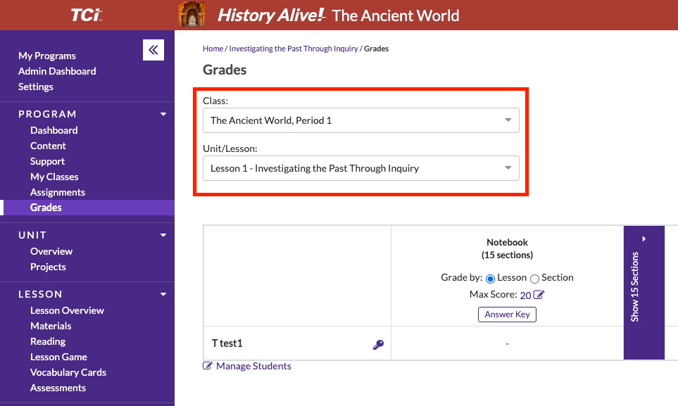 Grade Notebook Assignments