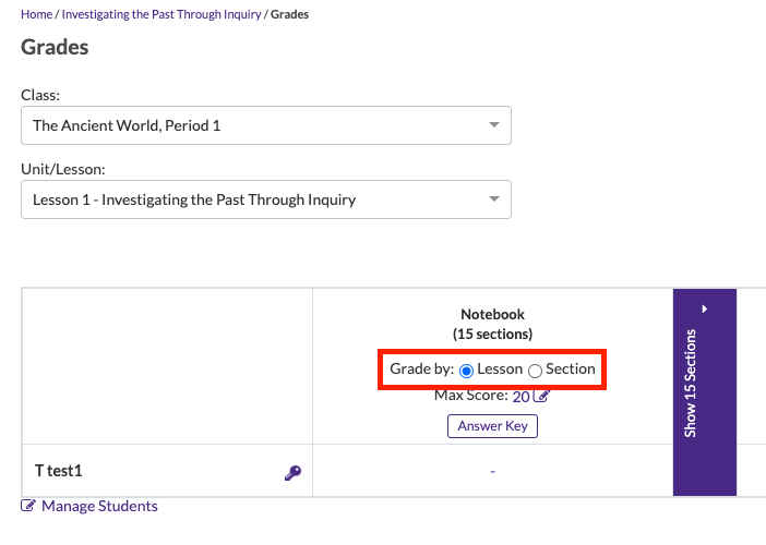 Grade Notebook Assignments