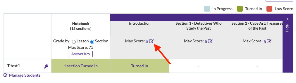 Grade Notebook Assignments
