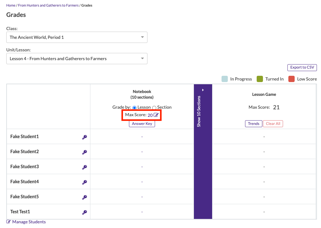 Change the Total Possible Score for a Notebook Assignment