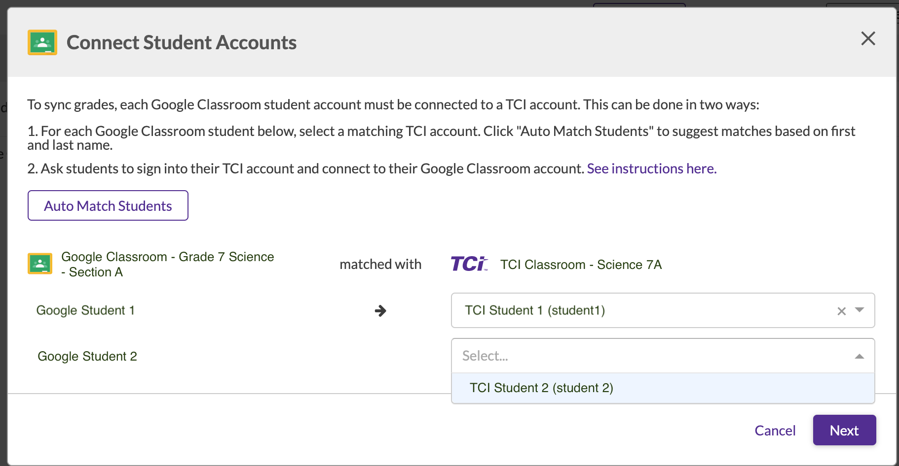 Set up TCI's Google Classroom Integration