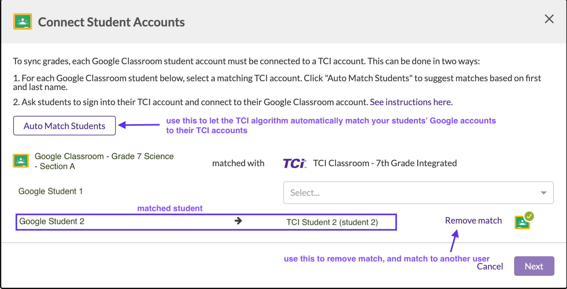 Set up TCI's Google Classroom Integration