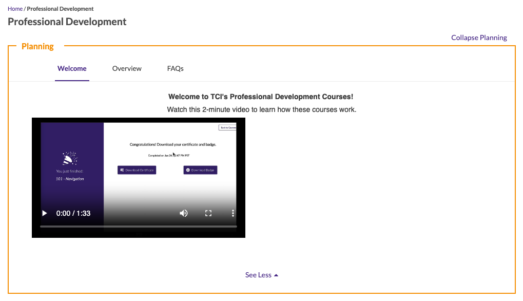 Use TCI's Professional Development Courses