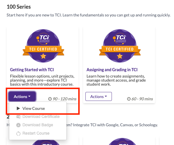 Use TCI's Professional Development Courses