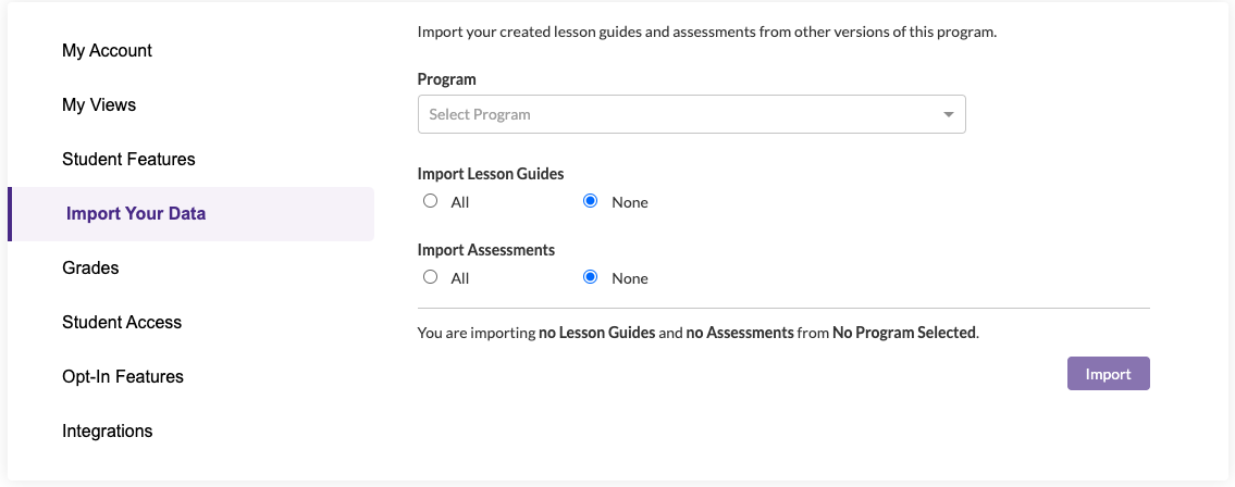 Teacher Account Settings