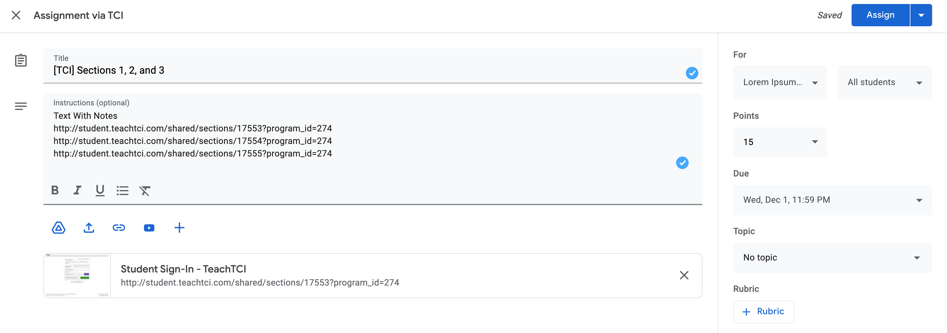 Set up and Use TCI's Google Classroom Integration