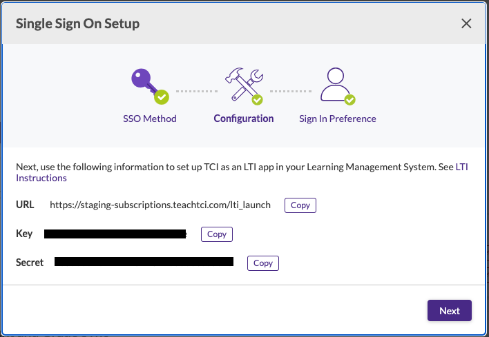 Create TCI LTI Credentials