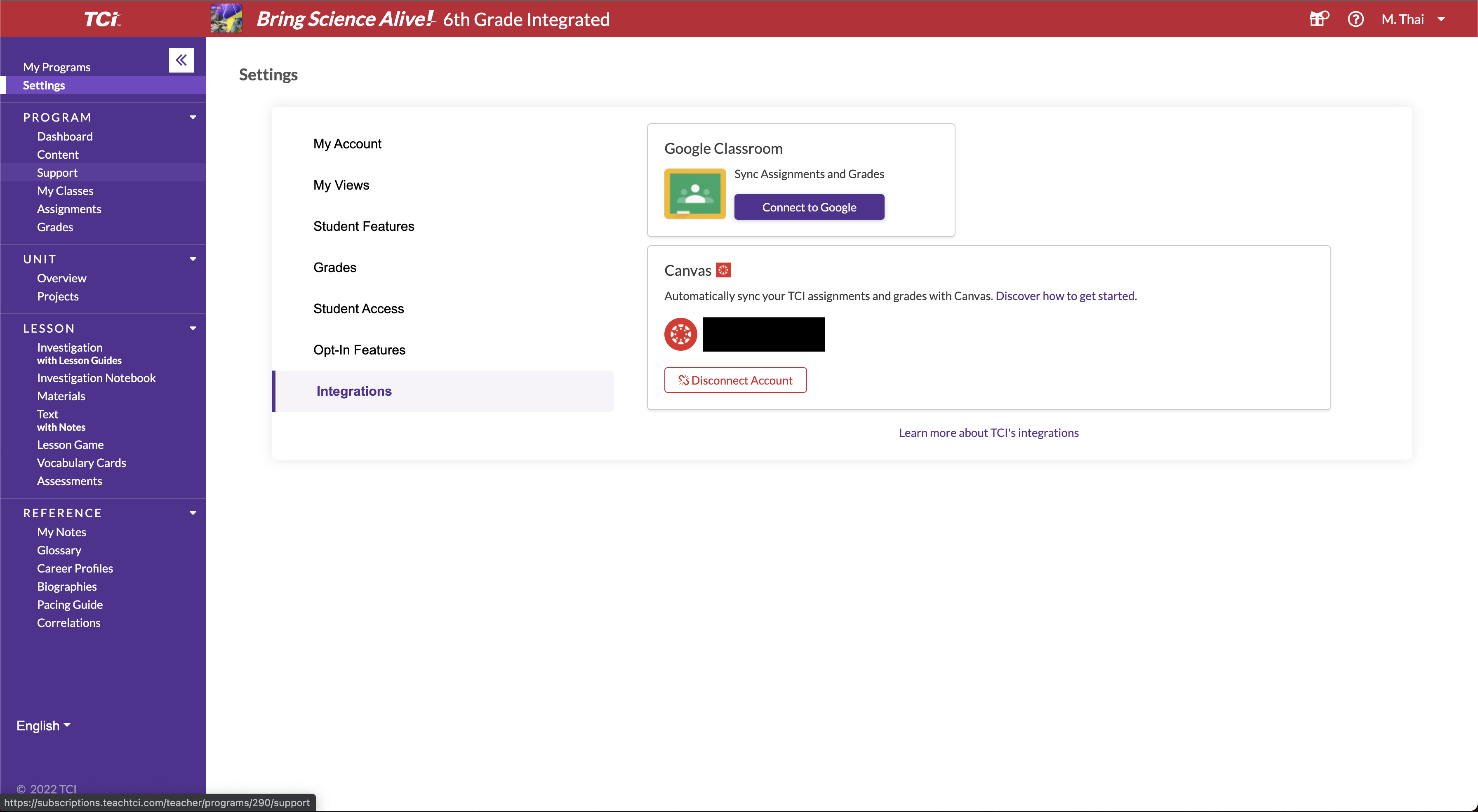 Use TCI's Canvas Integration for Assignments and Grading