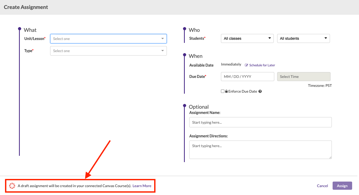 Use TCI's Canvas Integration for Assignments and Grading