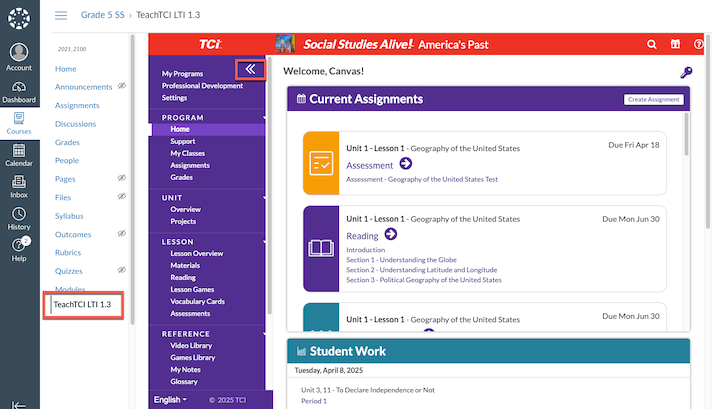 Use TCI's Canvas Integration for Assignments and Grading