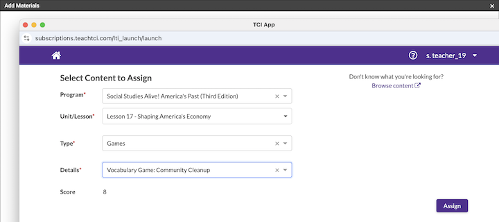 Use TCI's Schoology Integration for Assignments and Grading