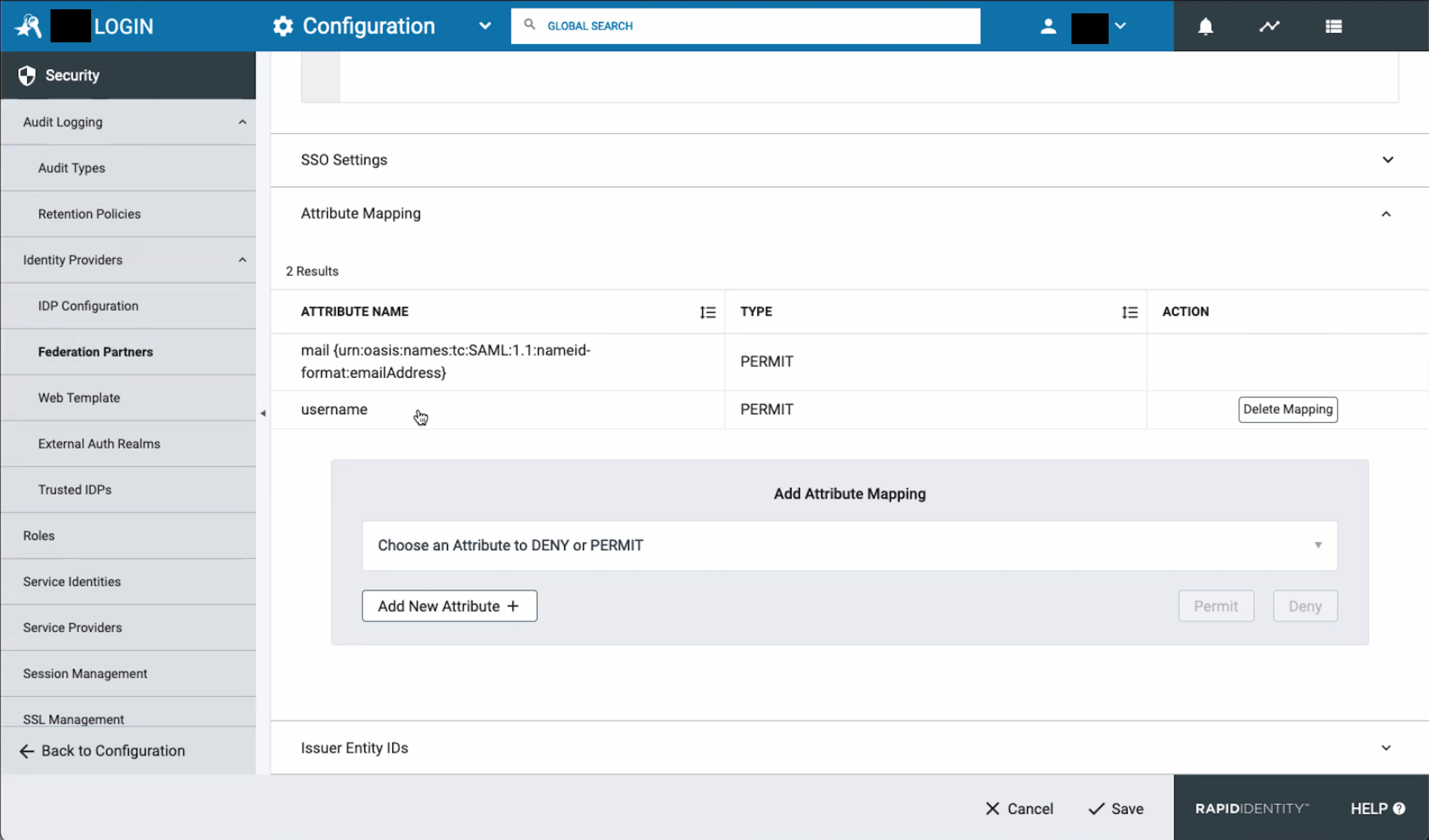 Set up RapidIdentity SAML SSO with TCI