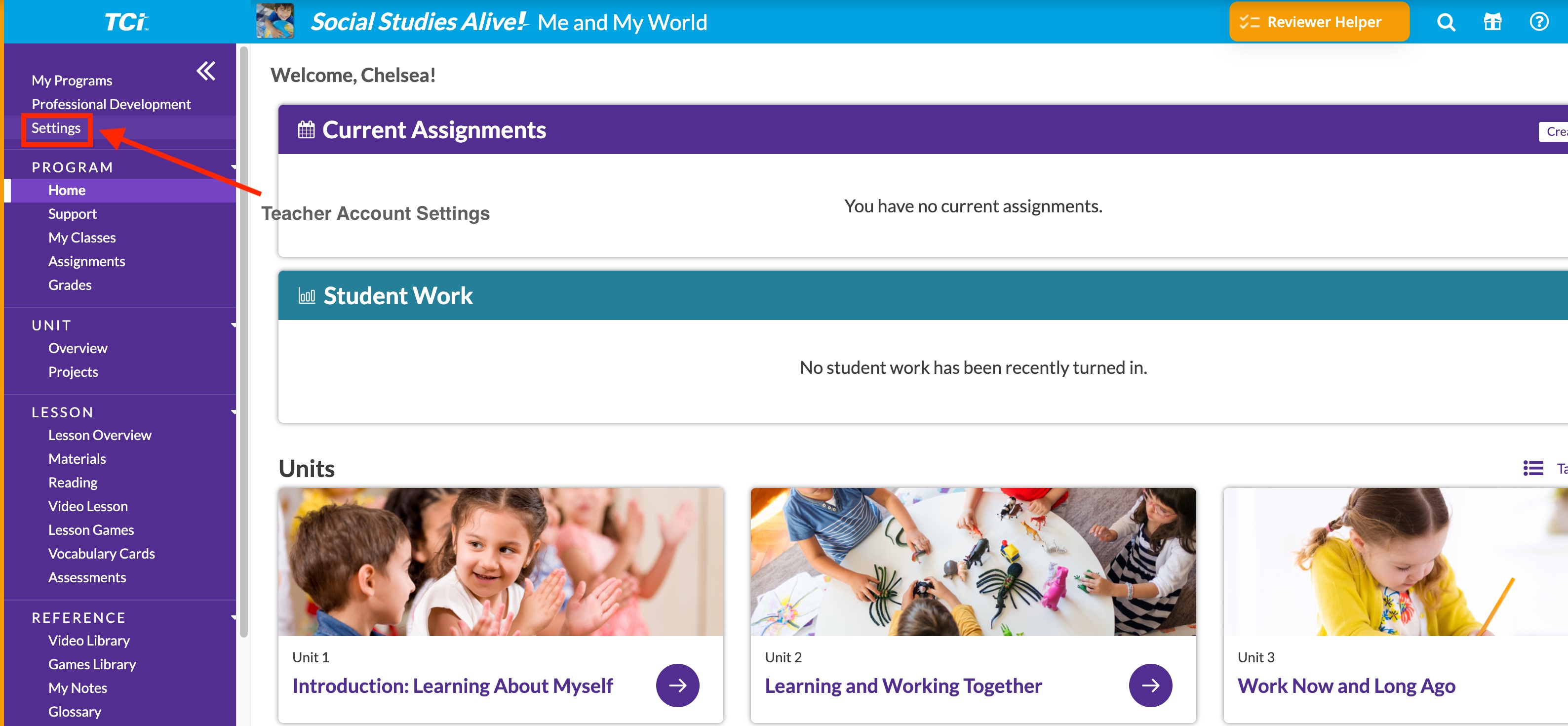 Teacher Account Settings