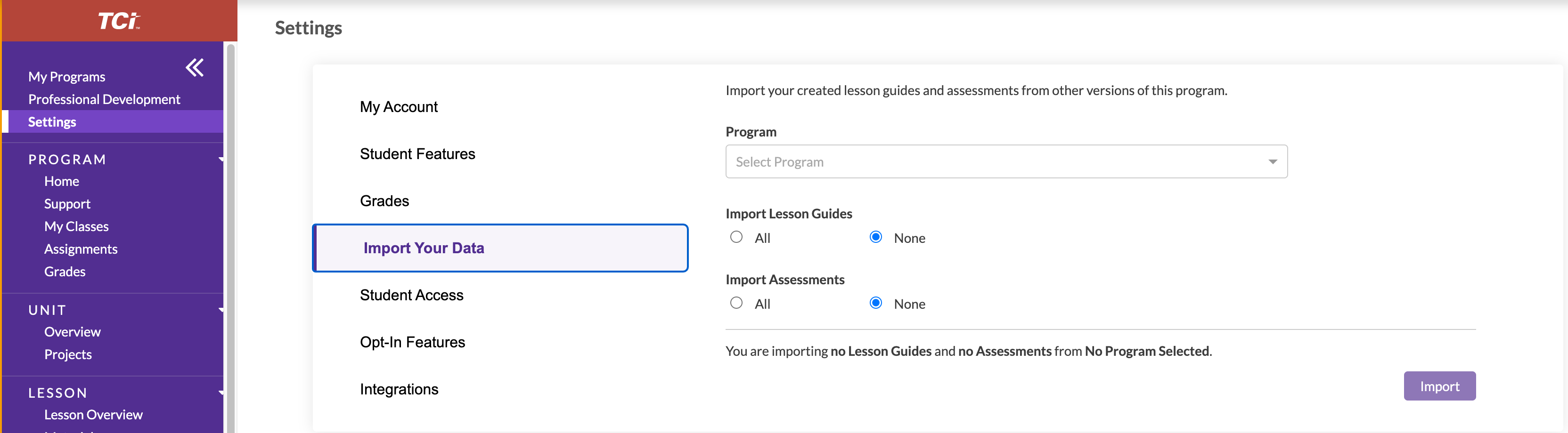 Teacher Account Settings