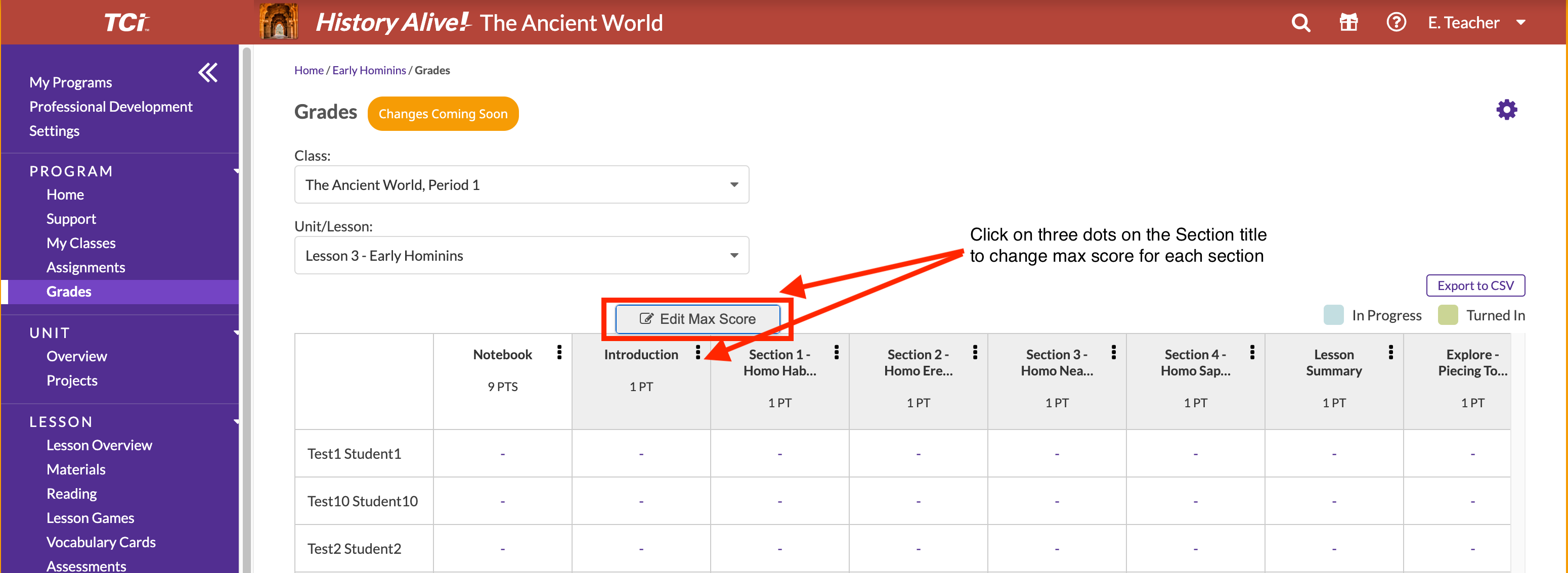 Grade Notebook by Section
