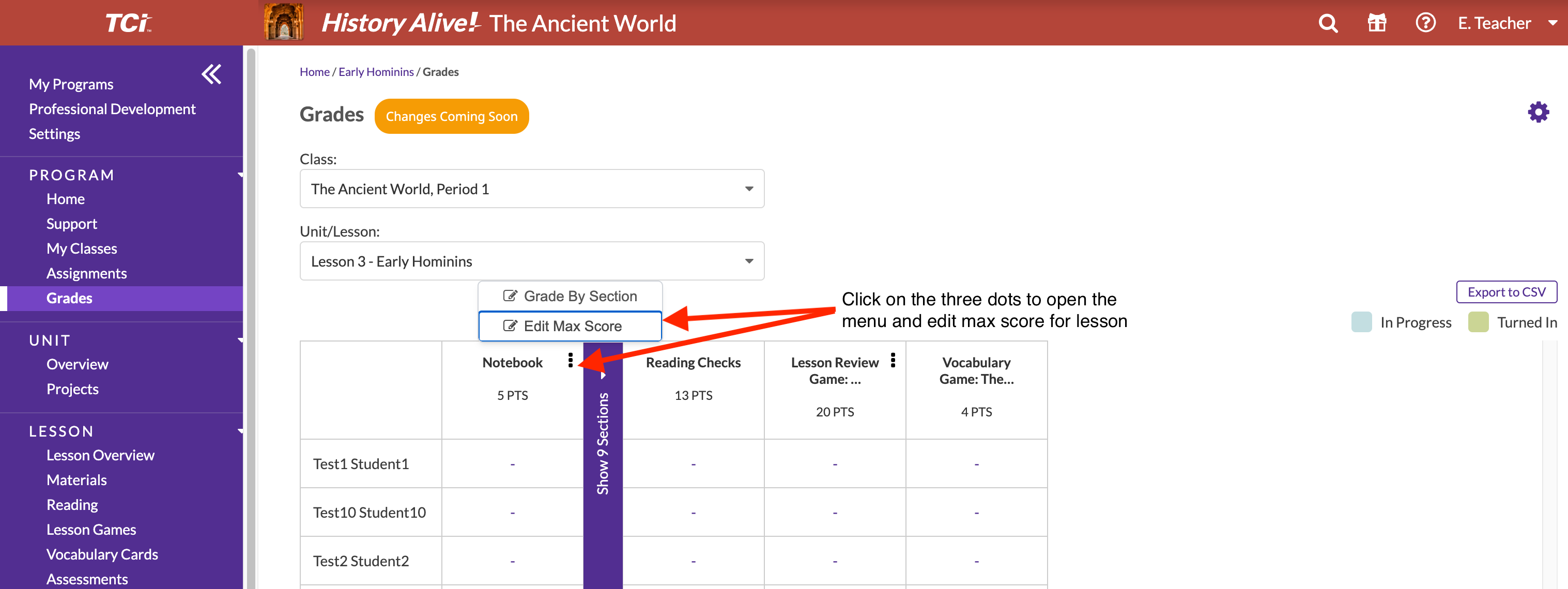 Change the Total Possible Score for a Notebook Assignment