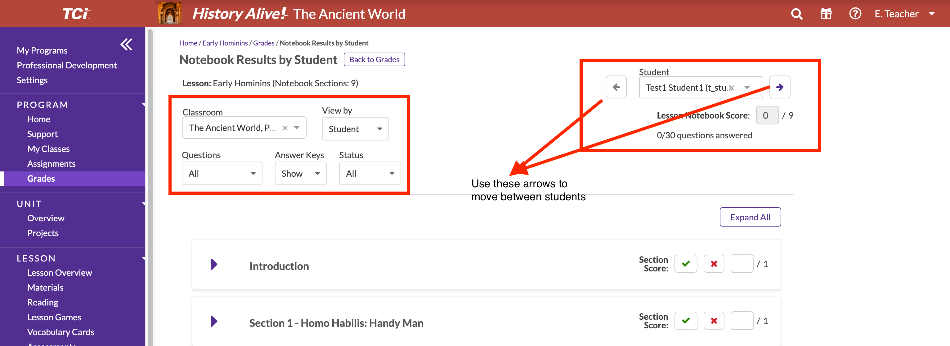 Grade Notebook Assignments